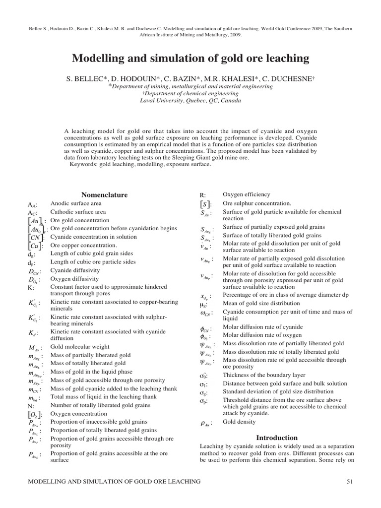 Modelling and Simulation of Gold Ore Lea | PDF | Diffusion | Porosity
