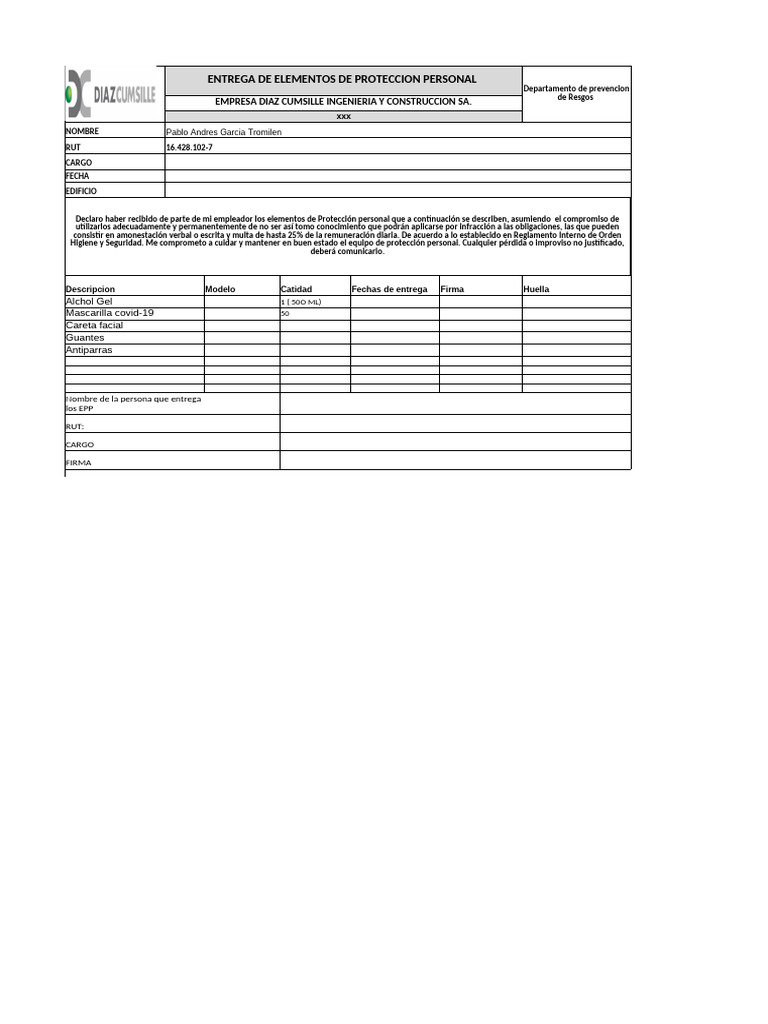 Registro de Entrega de EPPS | PDF | Lugar de trabajo | La seguridad