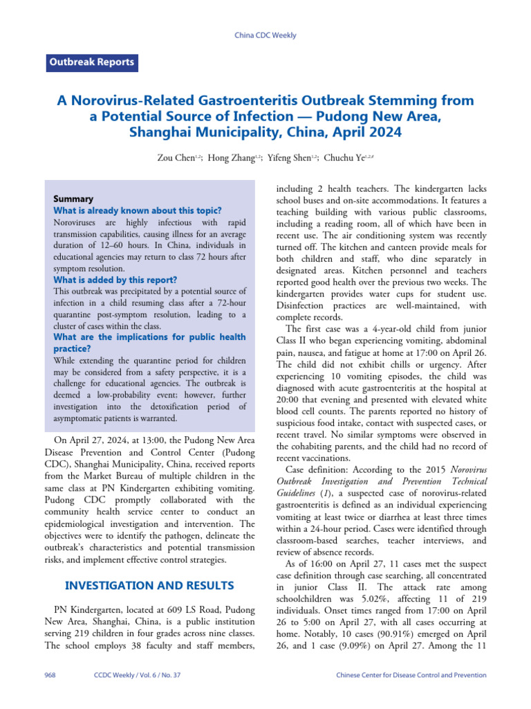 Norovirus - CCDCW 6 37 968 | PDF | Diarrhea | Infection