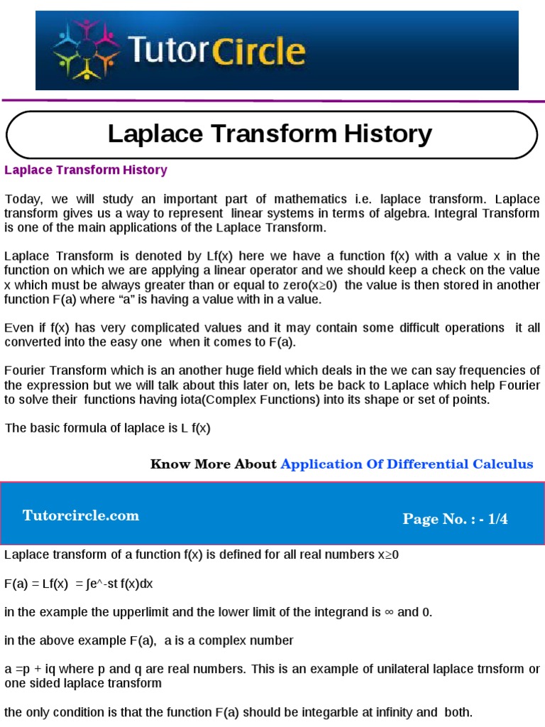 Laplace Transform History | PDF | Laplace Transform | Fourier Transform
