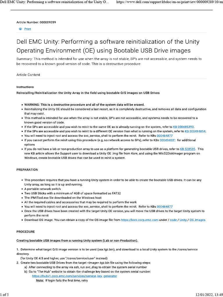 Dell EMC Unity Software Reinitialization Guide | PDF | Booting ...