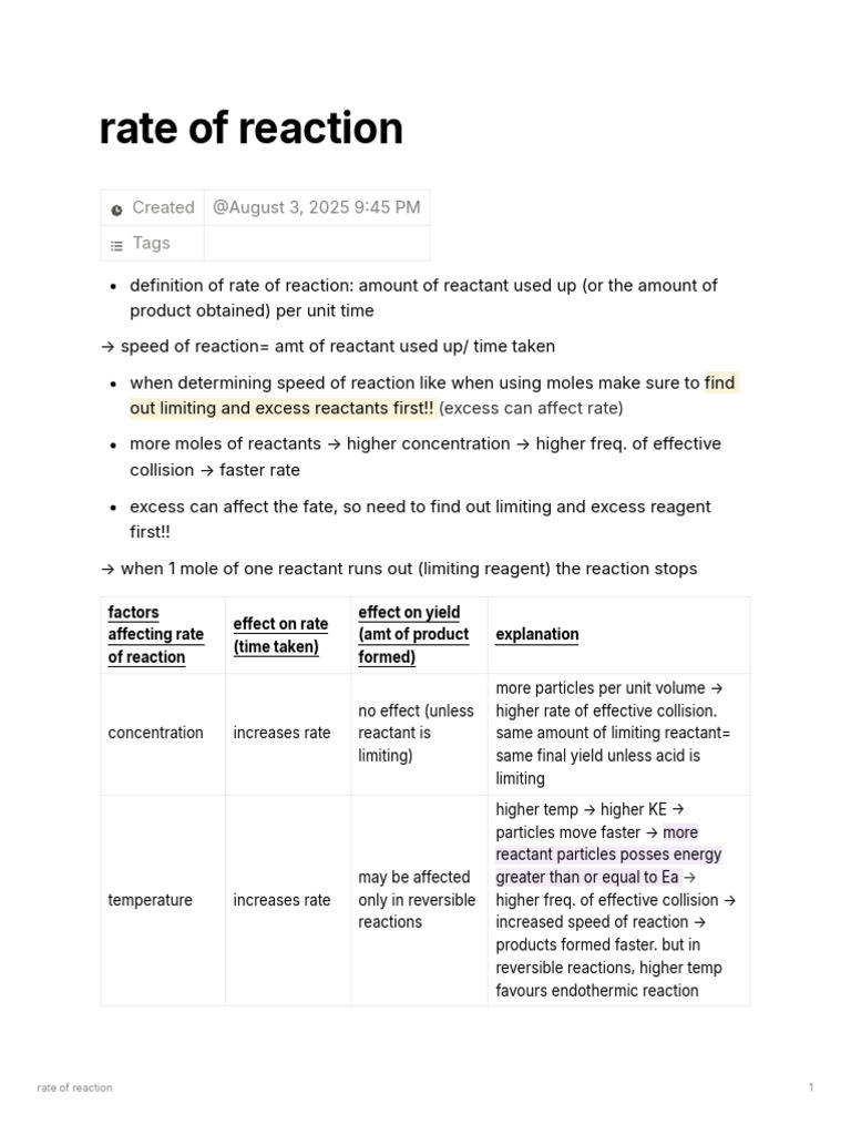 Rate of Reaction | PDF | Reaction Rate | Chemical Reactions