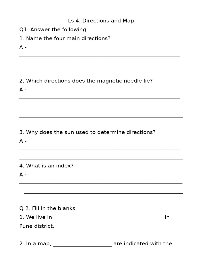 Directions and Map Basics Quiz | PDF