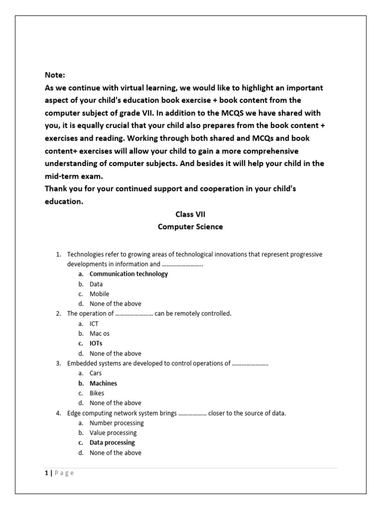 Grade VII Computer Science Study Guide | PDF | Computer Network | Wireless