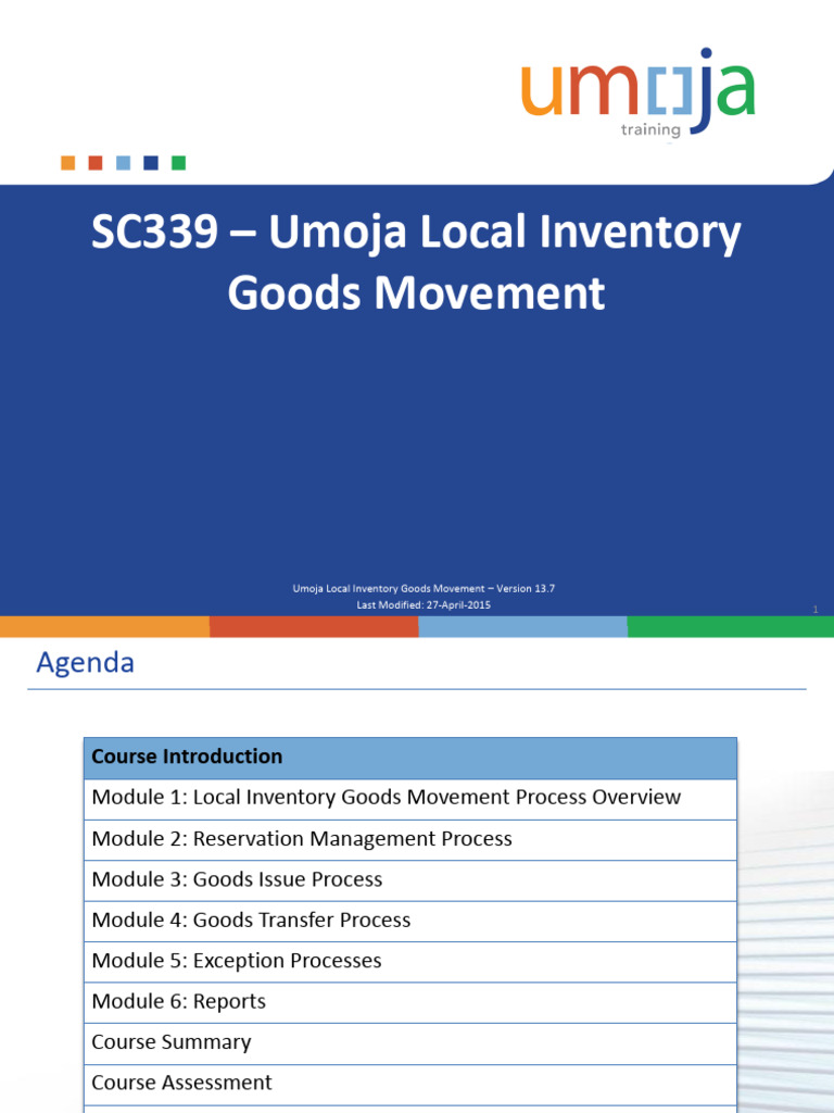 Umoja Local Inventory Goods Movement Guide | PDF | Inventory | Logistics