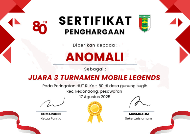 Sertifikat MLBB Juara 3 | PDF