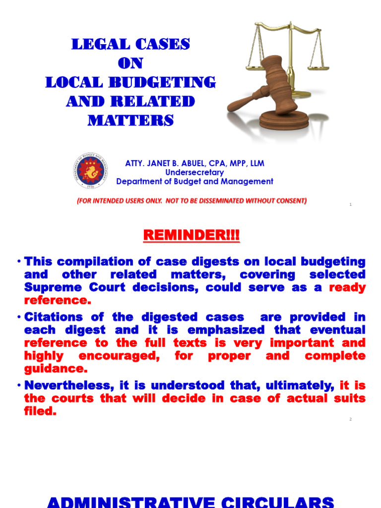 Updates-Legal Cases in Local Budgeting With Facts-jba-jan2024-Car | PDF ...