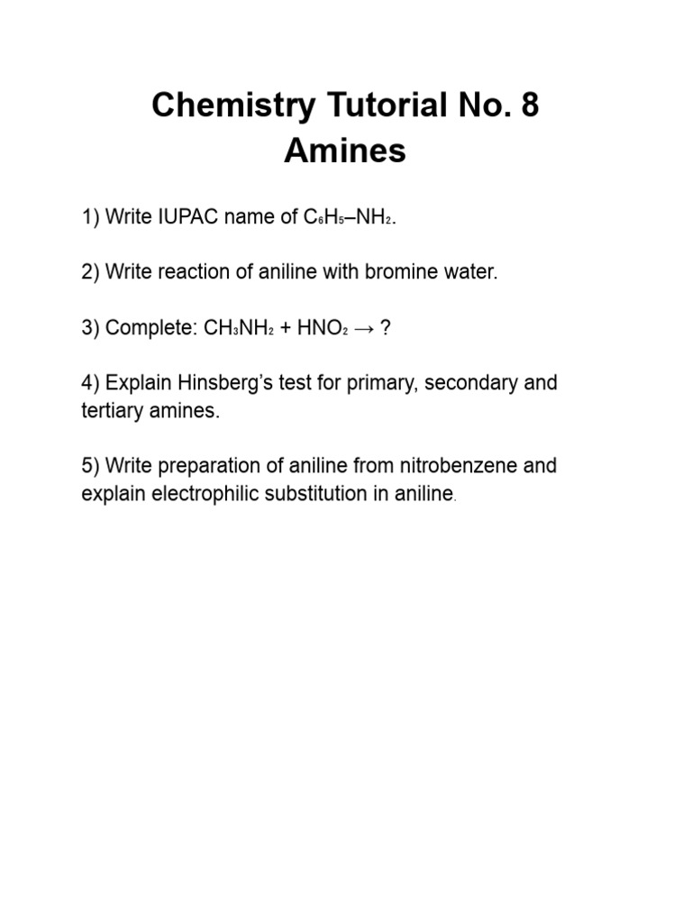 Chemistry Tutorial No. 8-Amines-HK | PDF