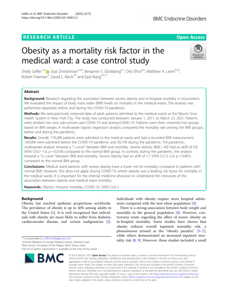 Obesity As A Mortality Risk Factor | PDF | Body Mass Index | Obesity