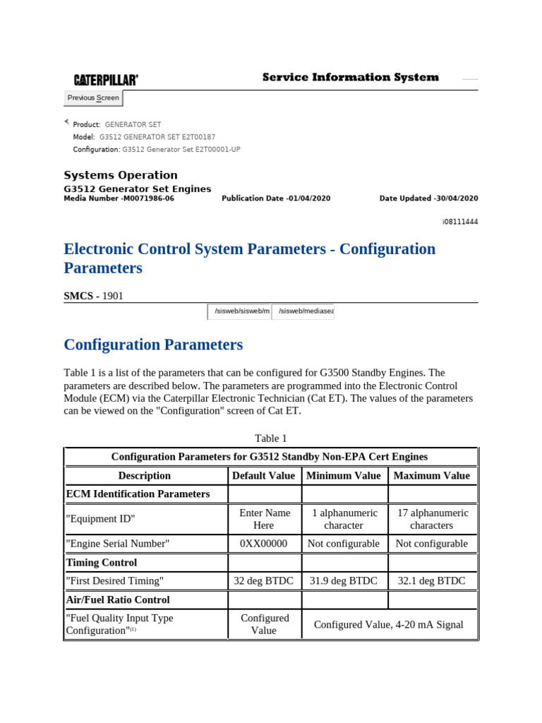 G3512 Generator Set Configuration Guide | PDF | Feedback | Engines