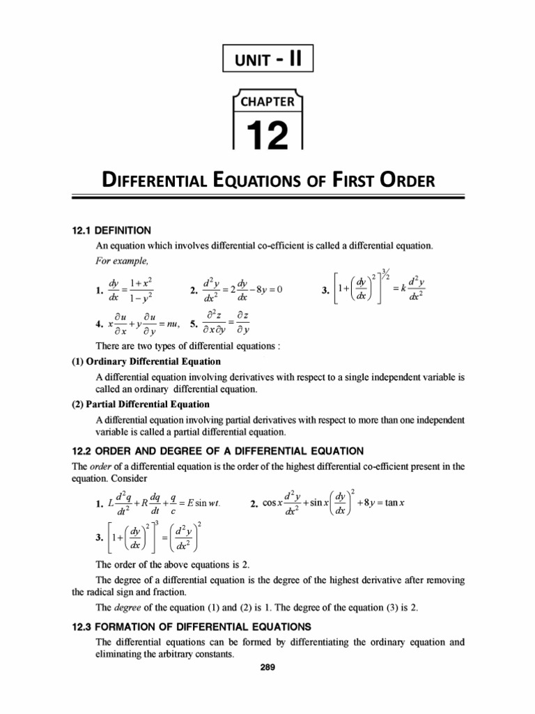 Chapter 12 Differential Equation | PDF