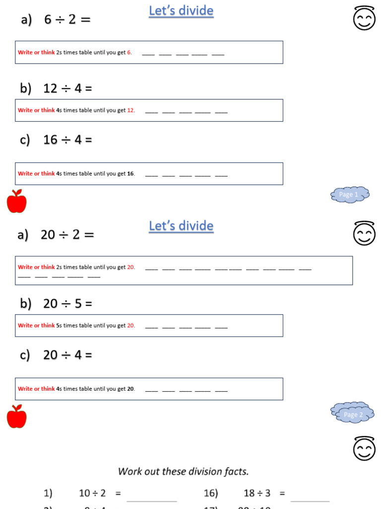 Multiplicationa and Division Worksheet - Ch1 | PDF