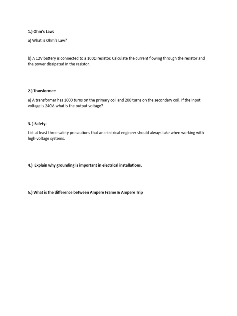 Electrical Engineer Exam | PDF