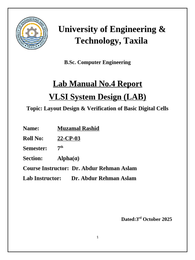 VLSI Layout Design Lab Manual | PDF | Logic Gate | Capacitor