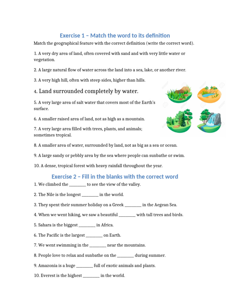 Geography Vocabulary Matching Exercise | PDF