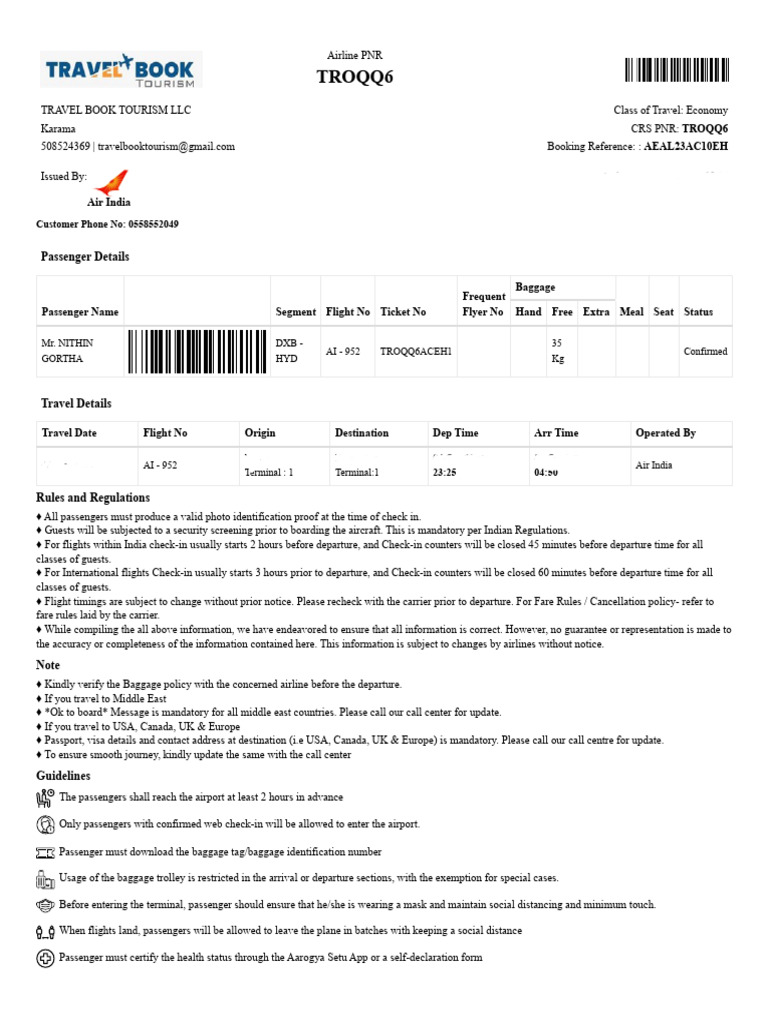 NITHIN GORTHA TKT | PDF | Aviation