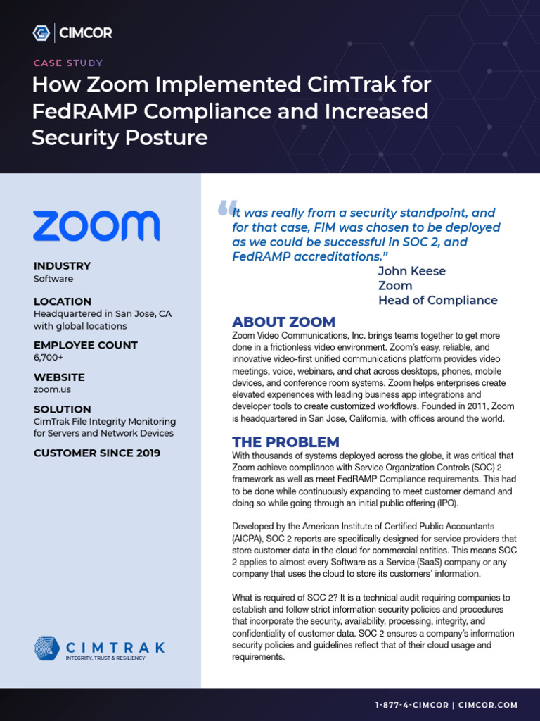 Cimcor Case Study Zoom v1.1 PDF | PDF | My Sql | Server (Computing)