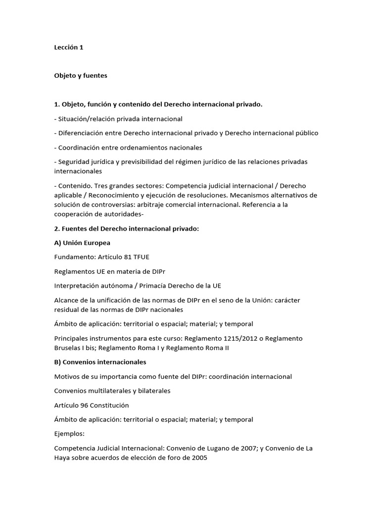 Esquema Lección 1 | PDF | Tratado | Arbitraje