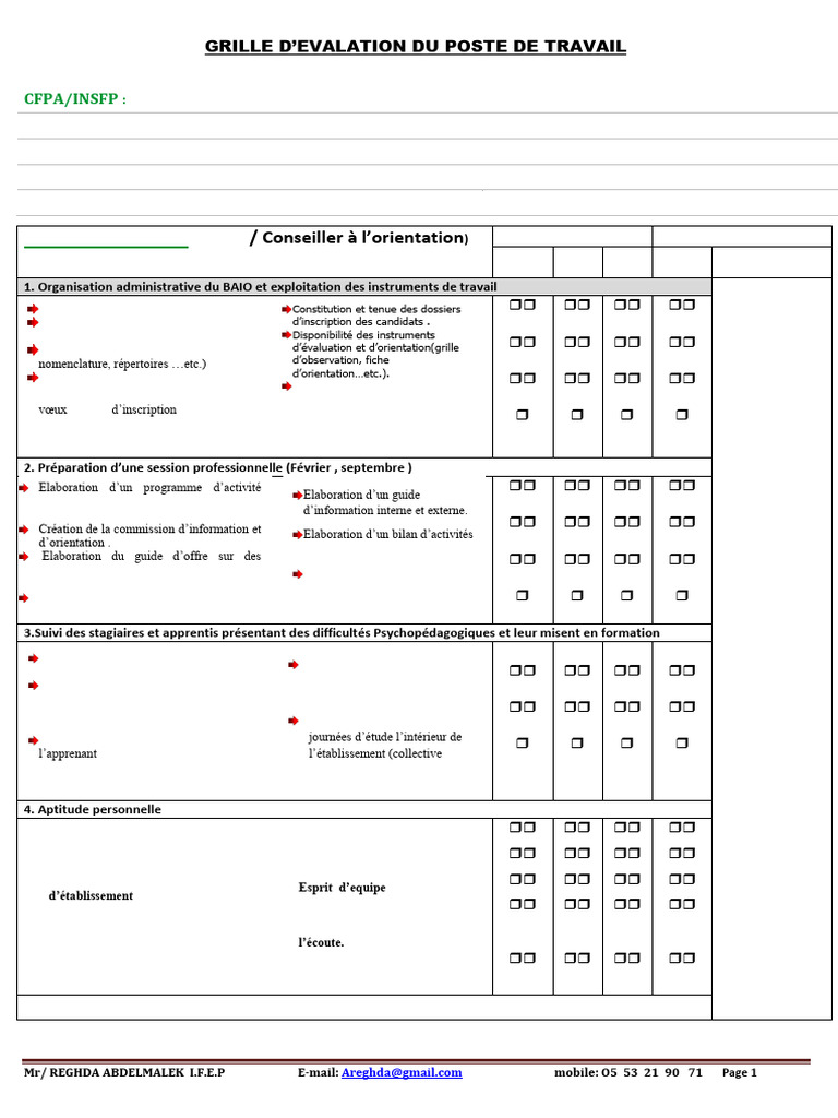 Grille Devaluation Conseiller | PDF