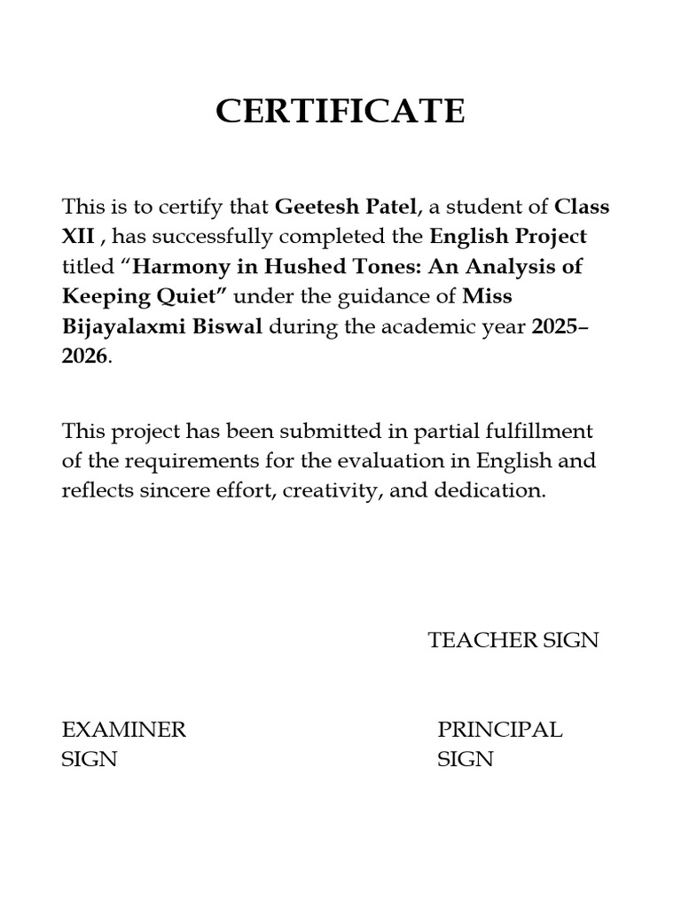 English Project Certificate: Geetesh Patel | PDF