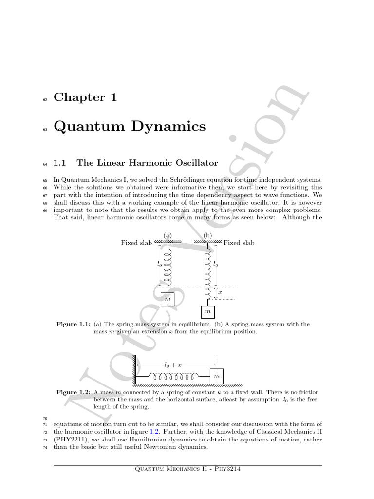 Quantum Dynamics: Harmonic Oscillator | PDF | Hamiltonian Mechanics ...
