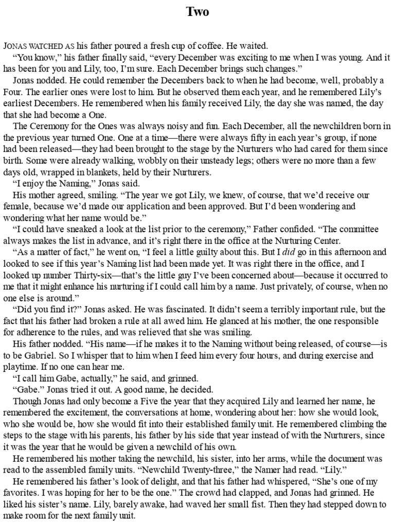 The Giver Giver Quartet Book - Lois Lowry-14-18 | PDF