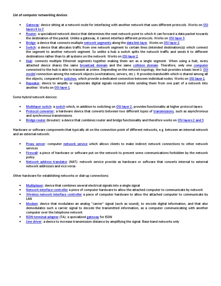 List of Computer Networking Devices | PDF | Network Switch | Osi Model