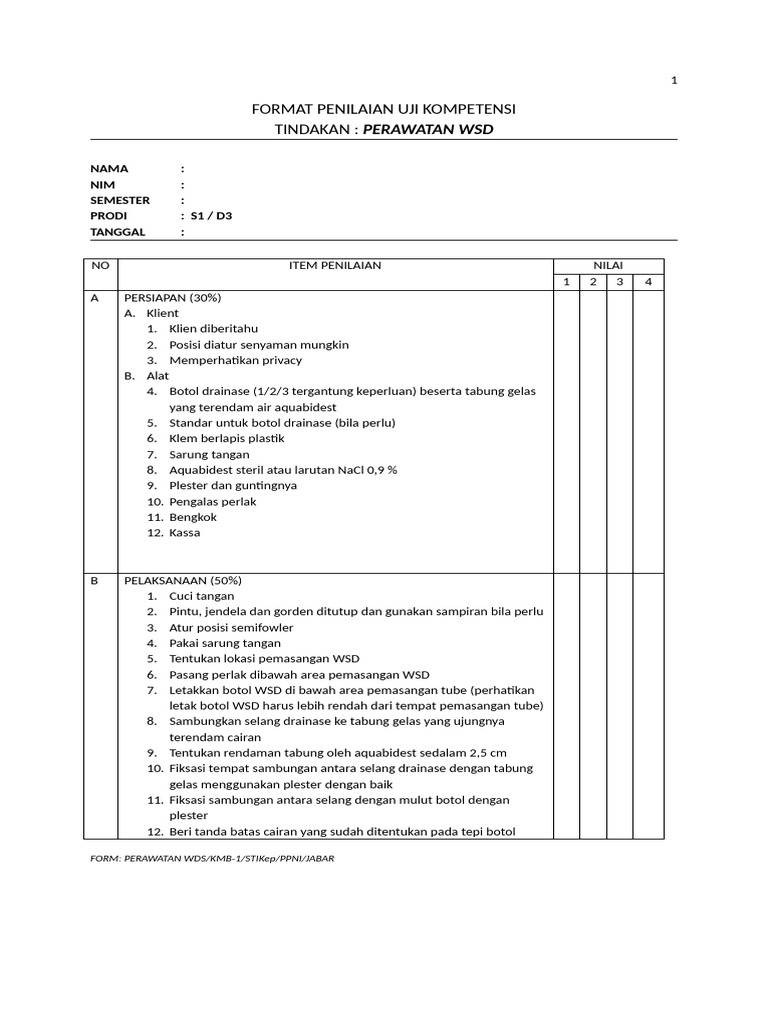 Panduan Penilaian Perawatan WSD | PDF