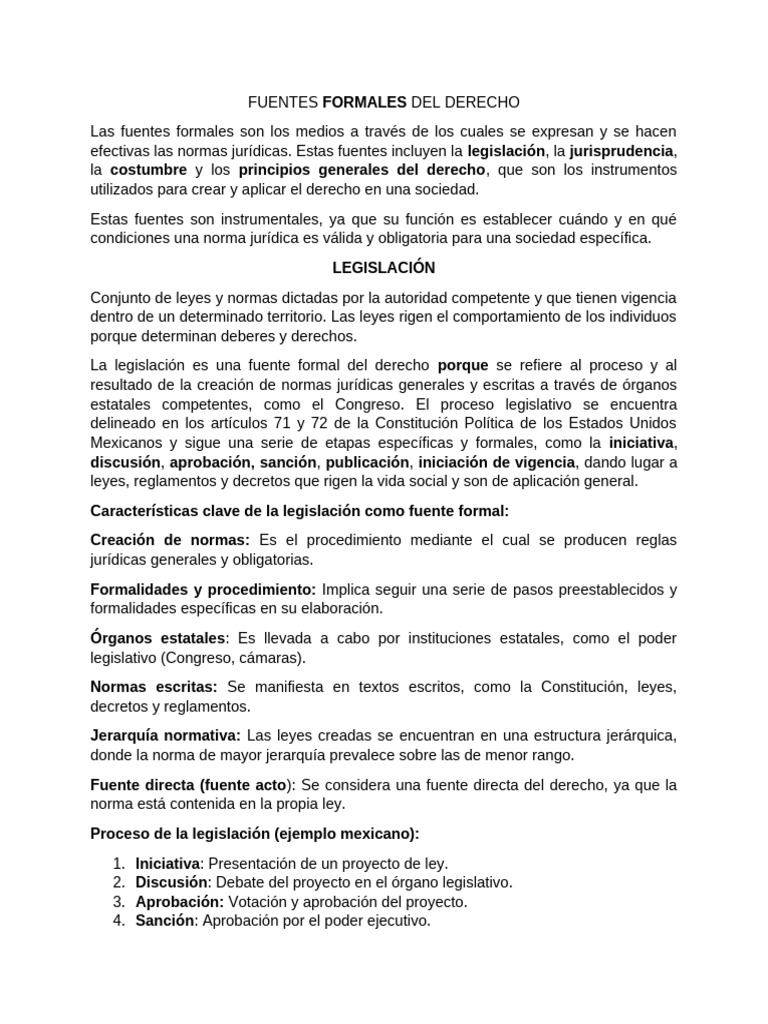 Fuentes Formales del Derecho: Guía Completa | PDF | Caso de ley ...