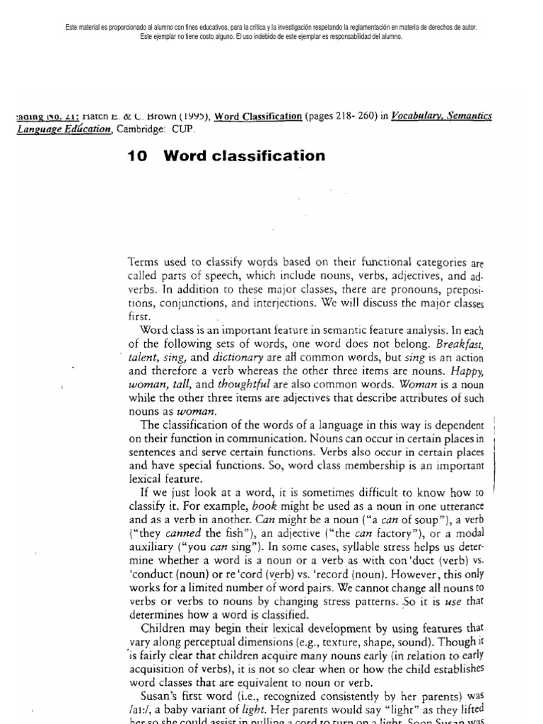 Word Classification | PDF | Part Of Speech | Verb