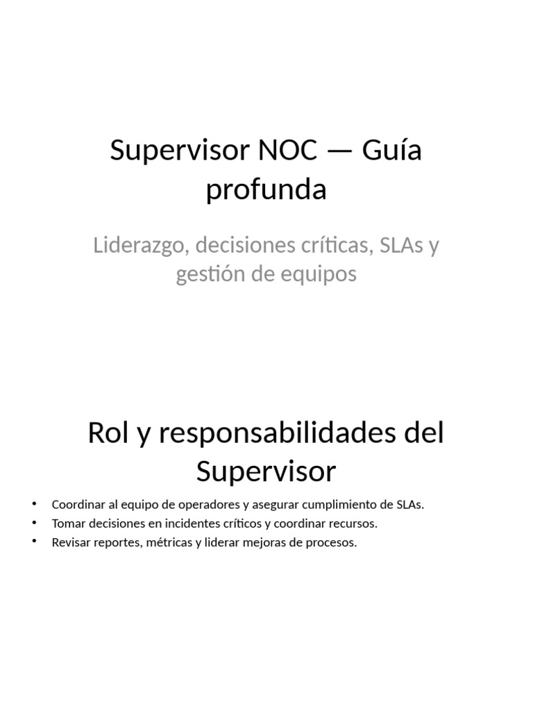 NOC Supervisor | PDF