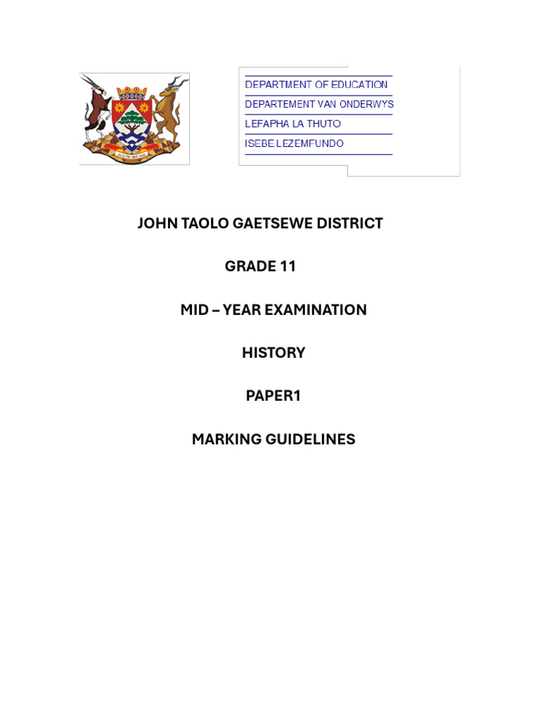 Grade 11 History Exam Marking Guide | PDF | New Deal | Economies