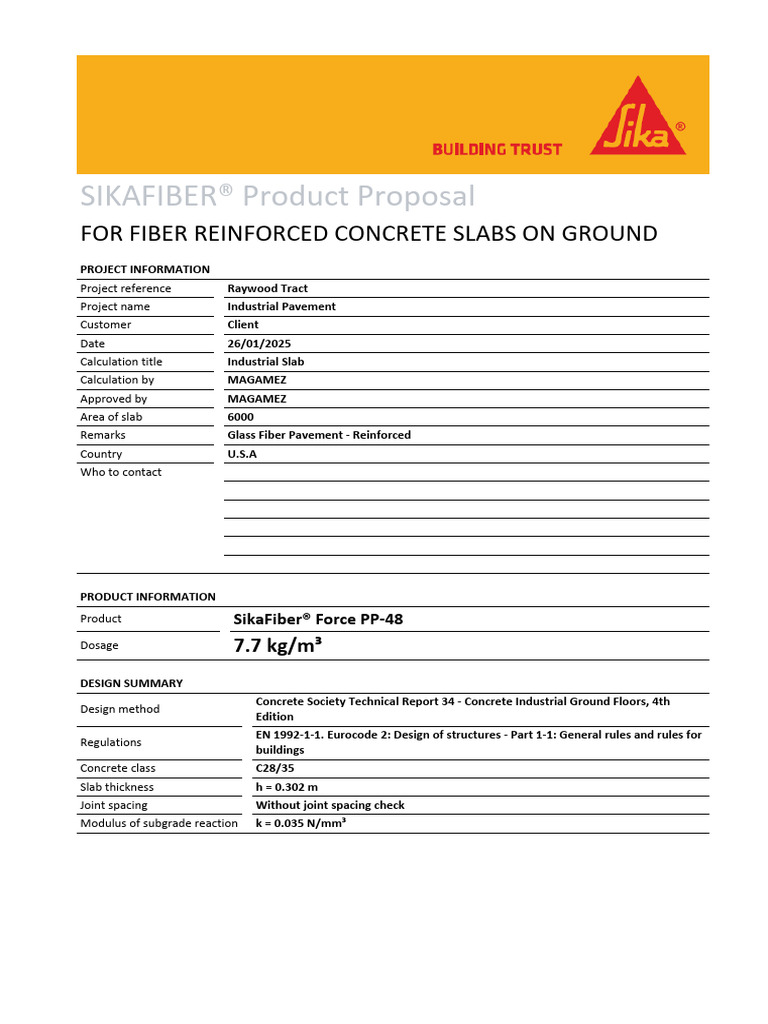 Appendix B (1) - Sika Fiber Design | PDF | Concrete | Composite Material