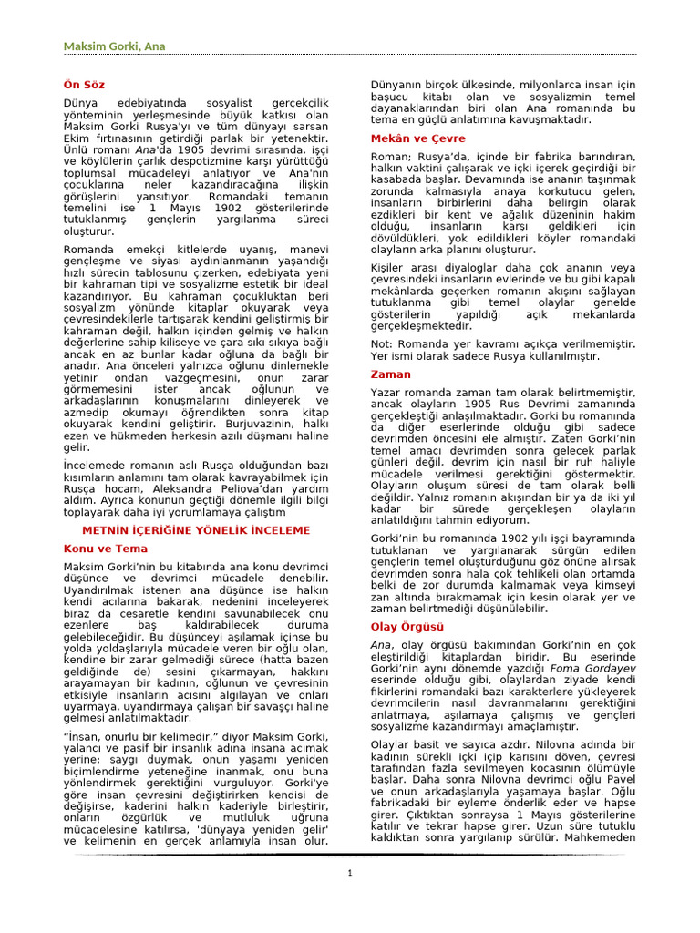 Maksim Gorki - Ana | PDF