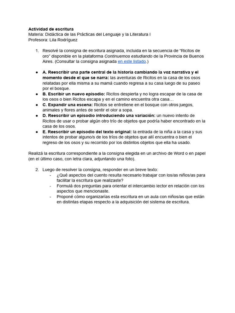 Actividad de Escritura - Clase Virtual 20-08-1 | PDF
