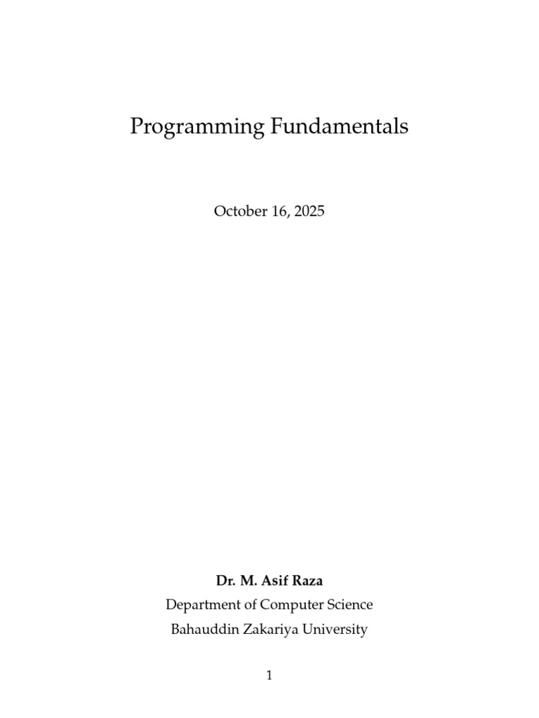 Programming Fundamentals Overview | PDF | Computer Data Storage ...