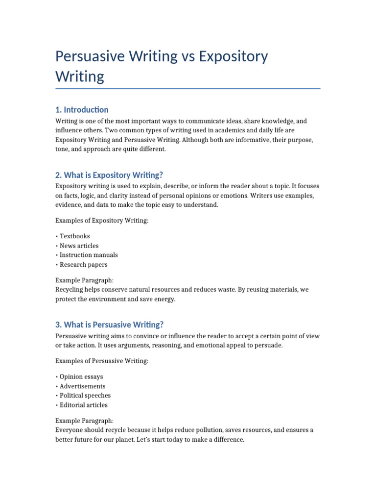 Persuasive Vs Expository Writing | PDF