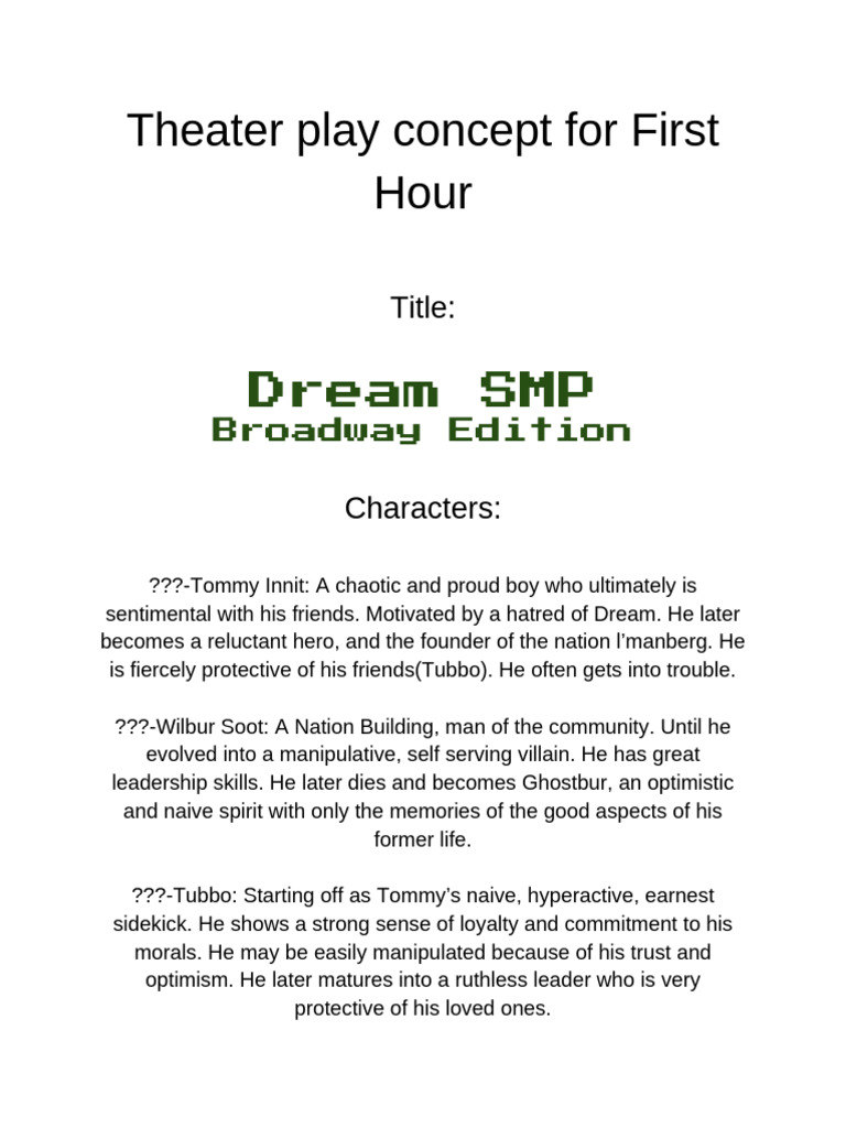Theater Play Concept For First Hour | PDF