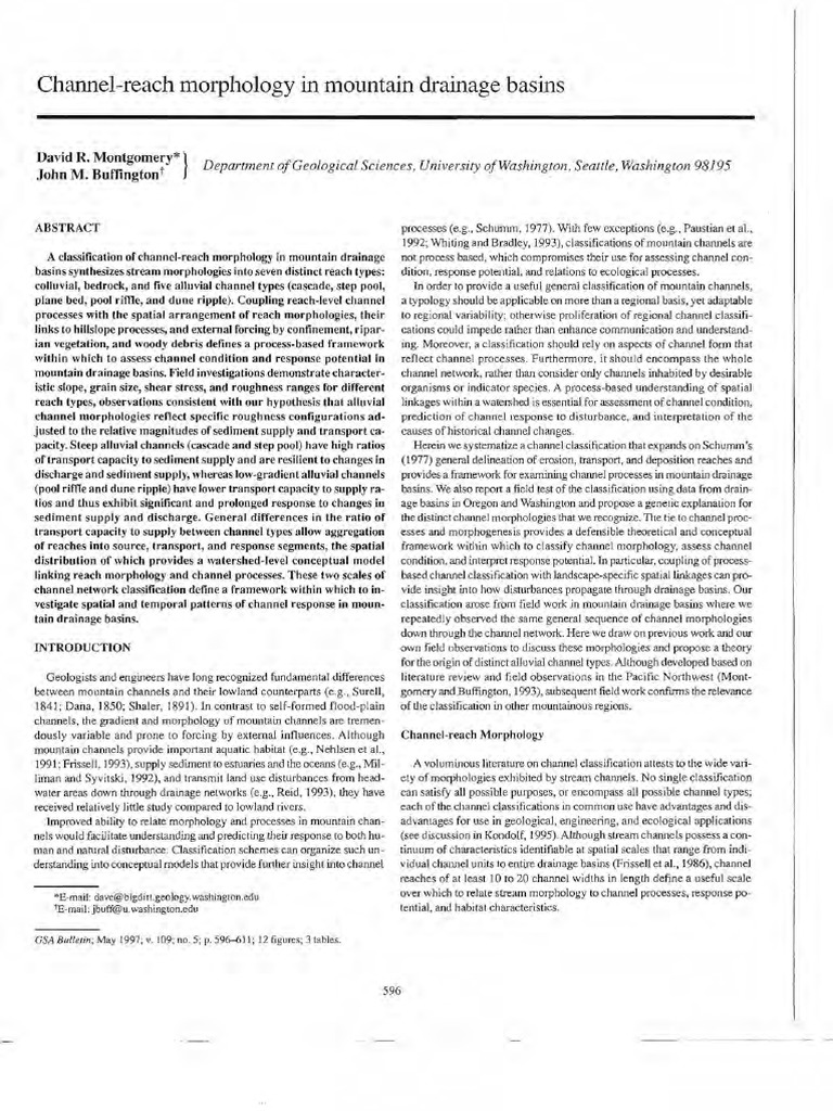 Mountain Drainage Basin Channel Types | PDF | Stream | Sediment