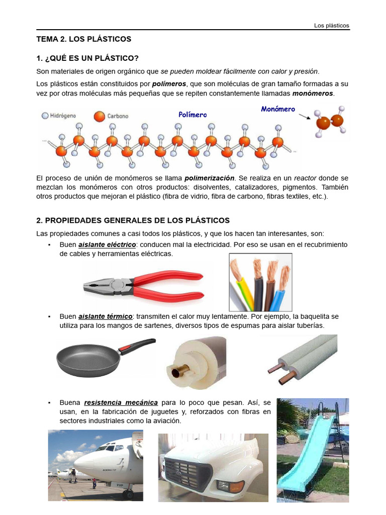 Introducción a los Plásticos: Tipos y Propiedades | PDF | El plastico ...