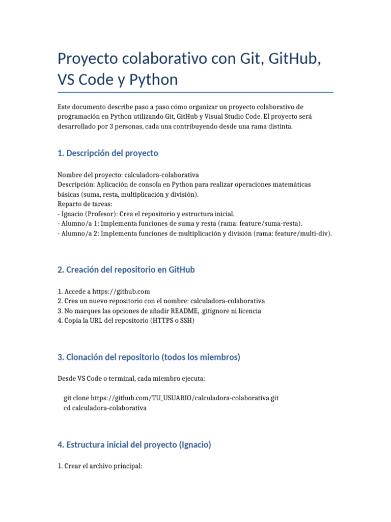 Proyecto Colaborativo Python GitHub | PDF | Python (lenguaje de programación) | Programación de ...
