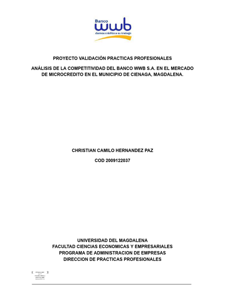 Competitividad del Banco WWB en Ciénaga | PDF | Bancos | Microcrédito
