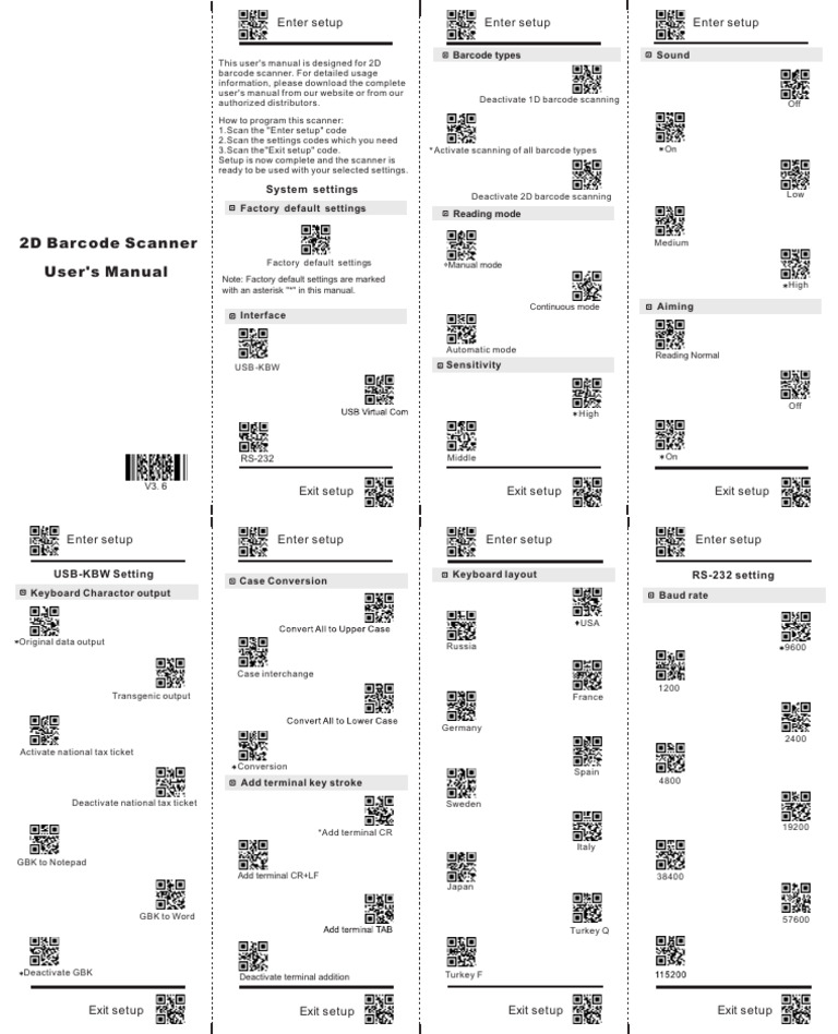 2D Barcode Scanner Setup Guide | PDF | Barcode | Image Scanner