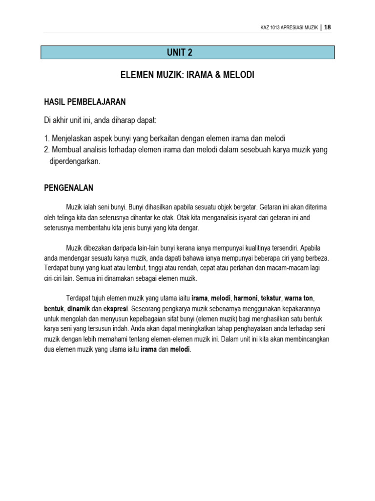 Elemen Muzik: Irama dan Melodi | PDF
