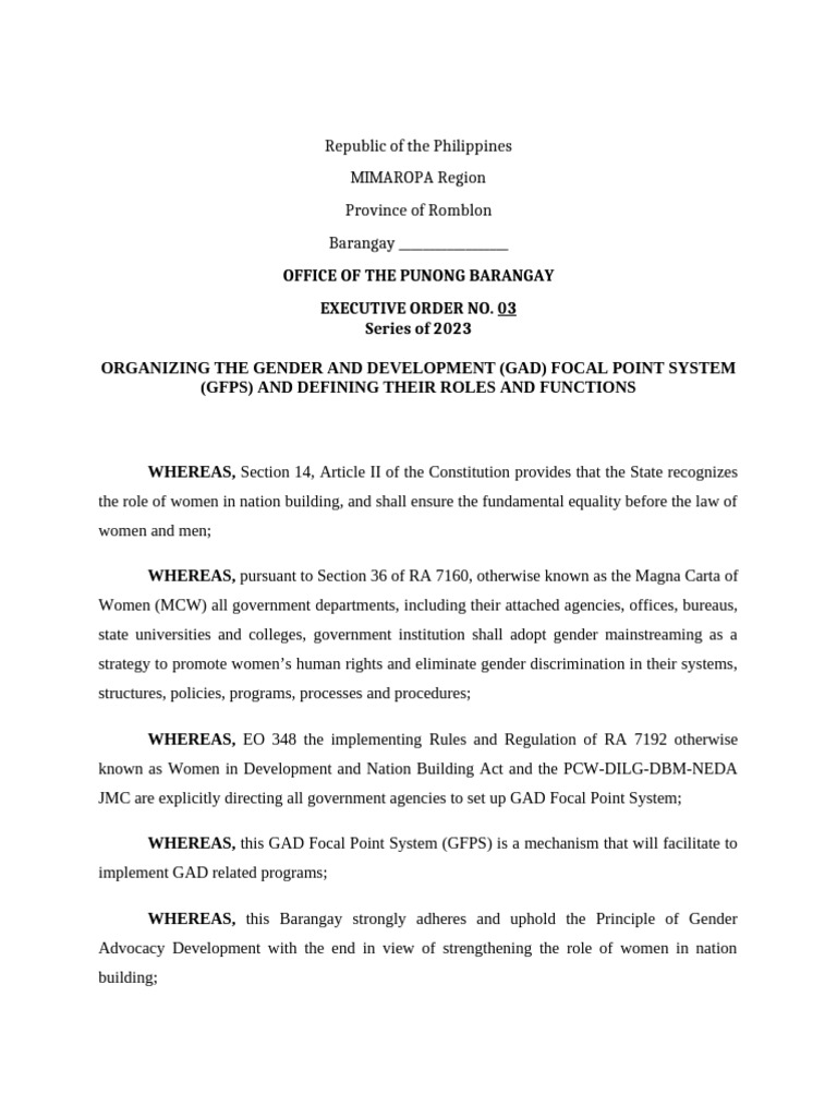 Organizing GAD Focal Point System | PDF | Government | Social Policy