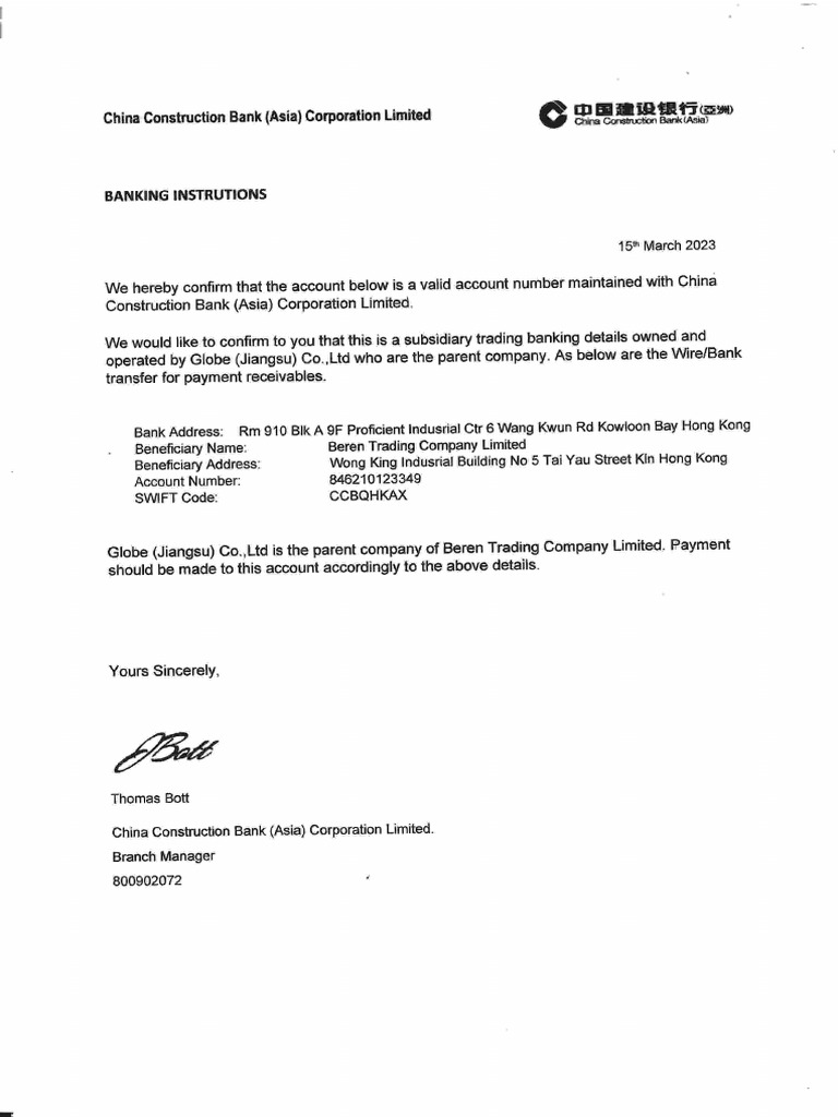 Bank Letter | PDF
