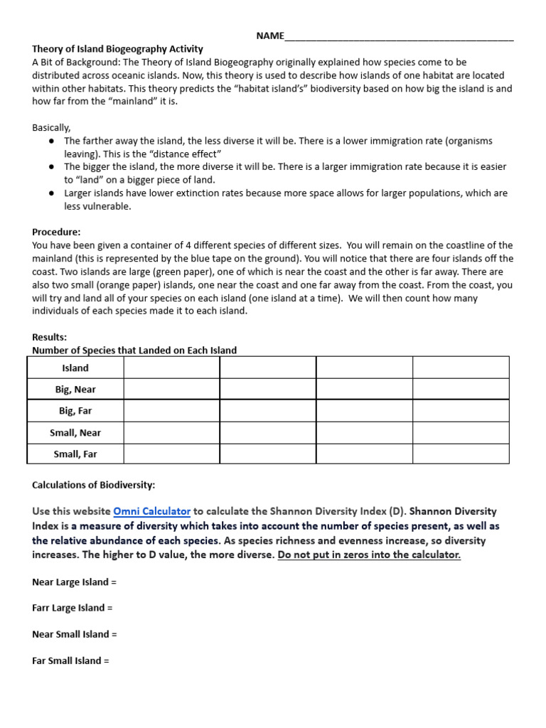Theory of Island Biogeography | PDF | Island | Biodiversity