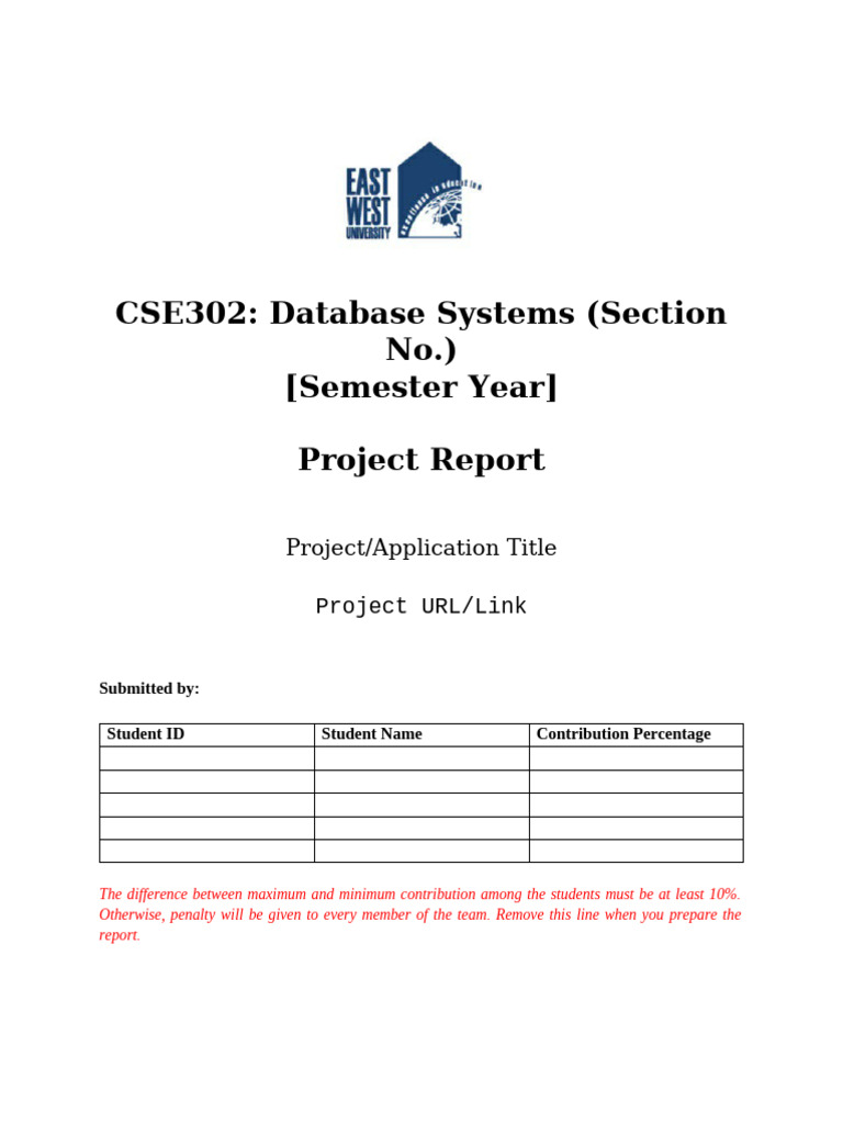 CSE302 Final Project Report Template | PDF | Relational Model | Password