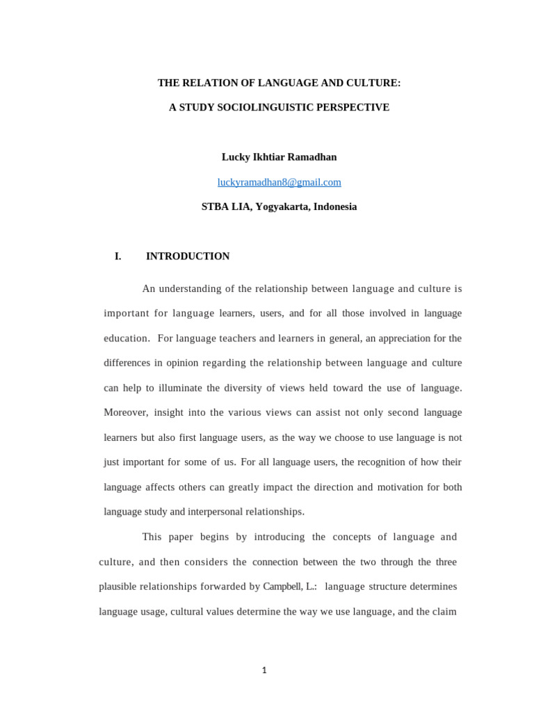 Language and Culture Connection Explained | PDF | Sociolinguistics ...