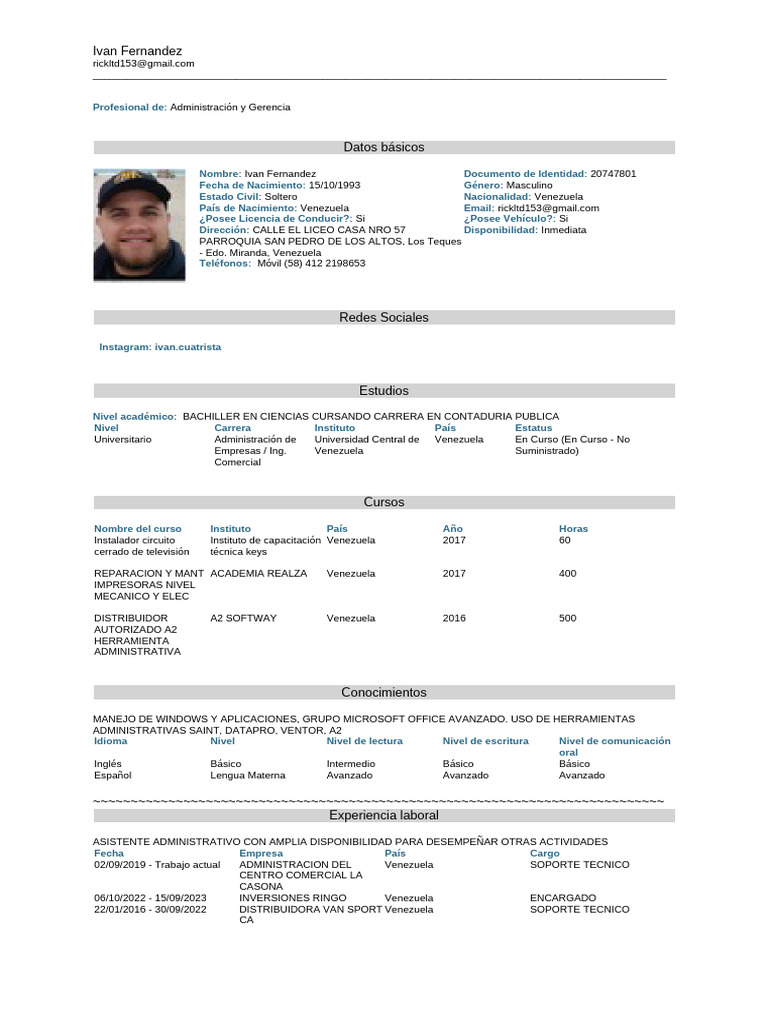 Ivan Fernandez 2025 | PDF | Soporte técnico | Venezuela